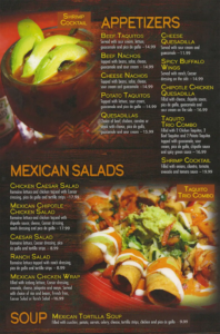 Menu – Salsa and Beer